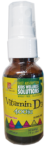 D3 MCT Kids 400 IU Spray 1 fl oz, LA Naturals 641356217010